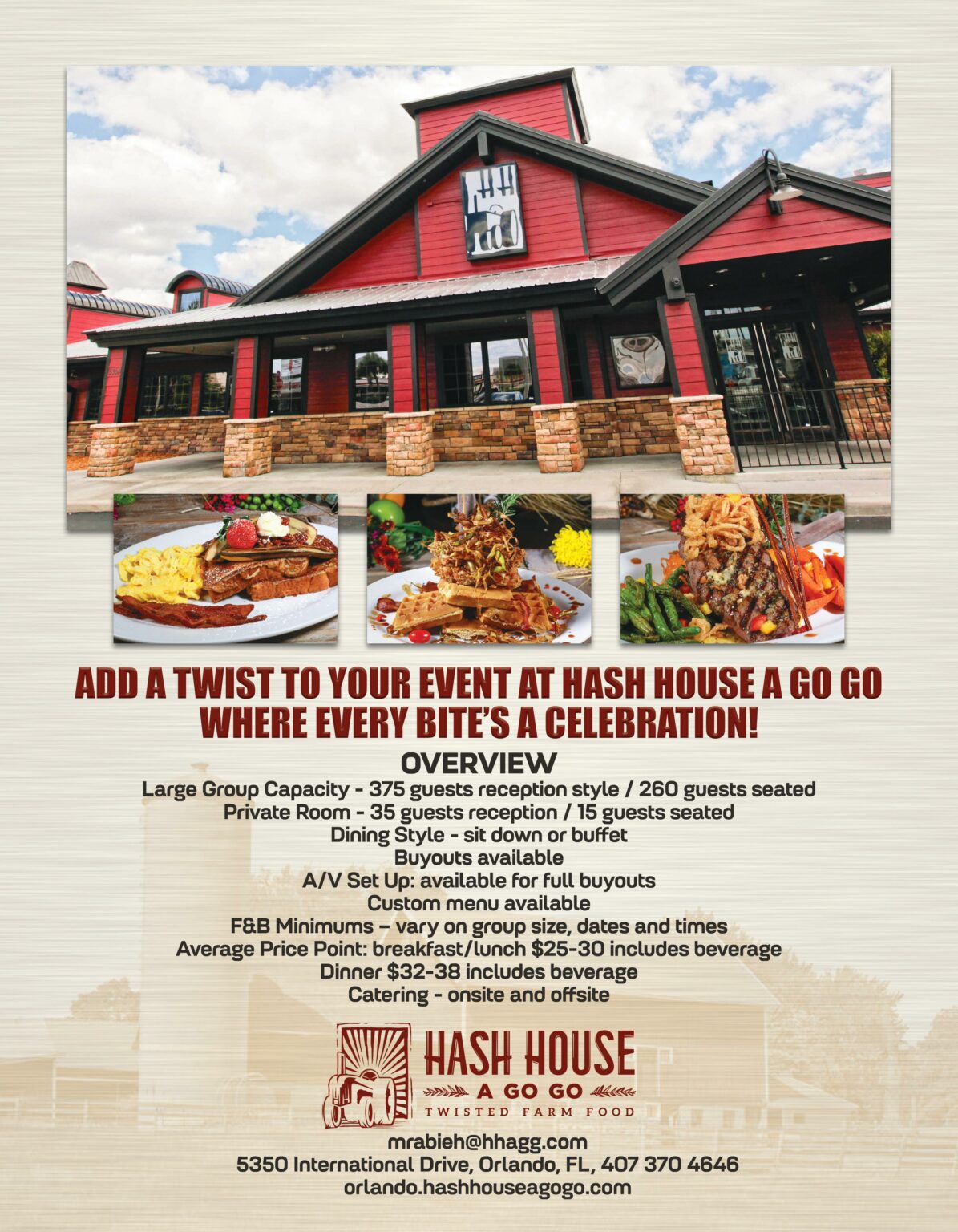 CATERING & GROUP SALES - Hash House a Go Go Orlando Location
